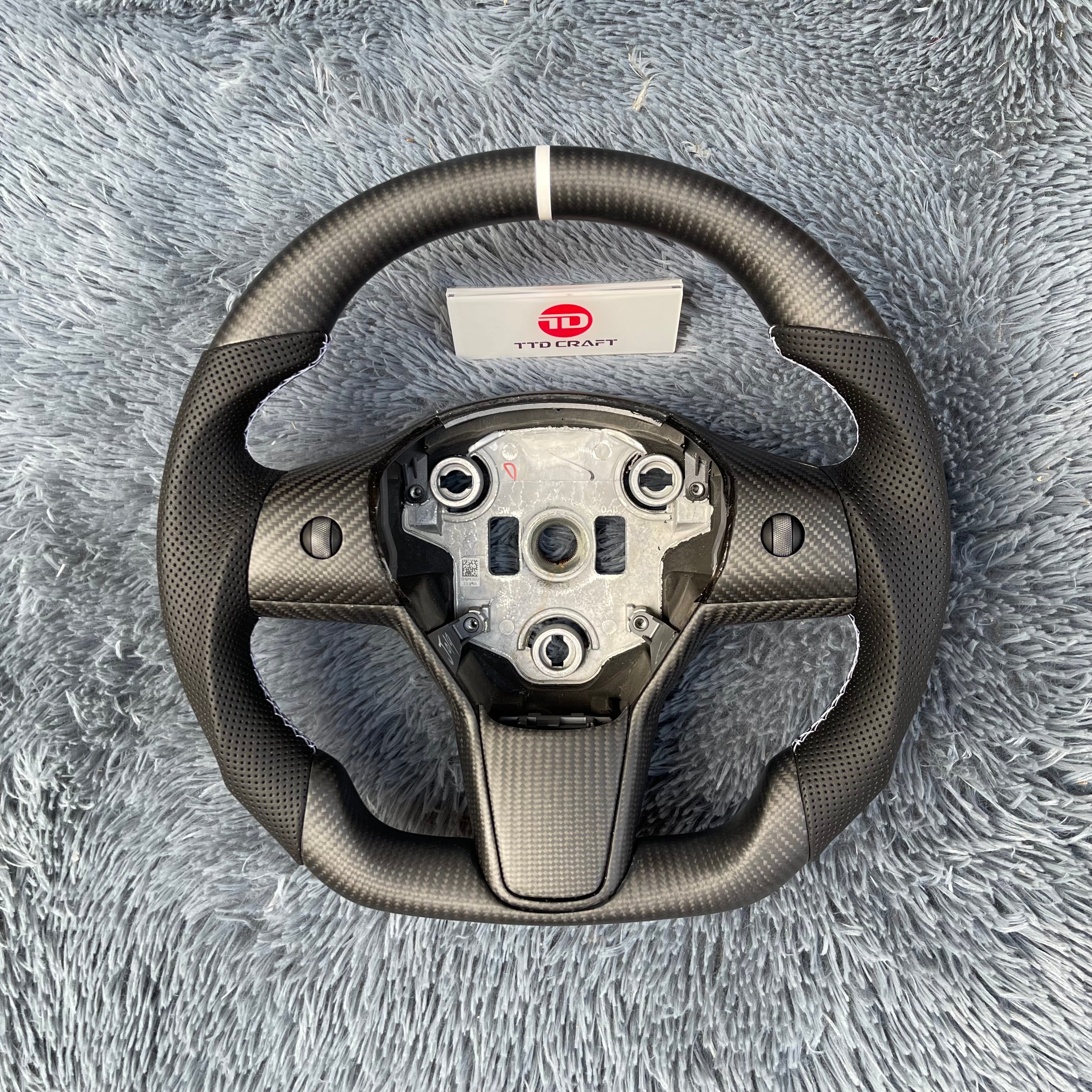 TTD Craft Tesla Model 3 Y Carbon Fiber Steering Wheel